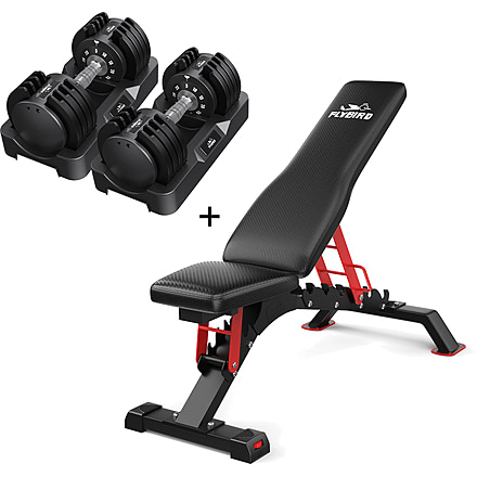 Flybird Fitness 25lb Weight Pro Bench Dumbbells Bundle Set — CampSaver