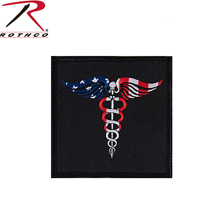 Rothco Caduceus Medical Symbol American Flag Patch w/ Hook Back — CampSaver