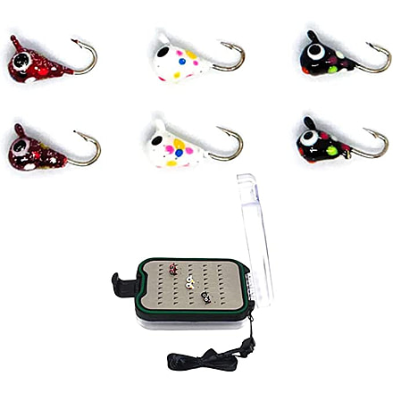 Vexan 6-Pack Tungsten Ice Fishing Jigs w/Small Jig Box GlowMCWB16HK SJB ...