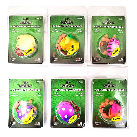 Vexan Variety #6, Six 2-Packs Glow Walleye Crawler Harnesses — CampSaver