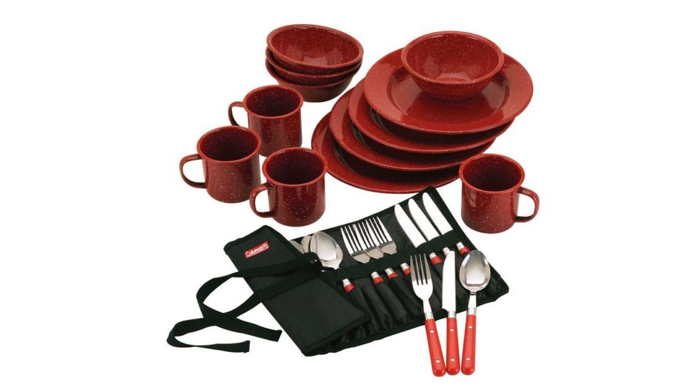 Coleman 24-Piece Enamelware Dinnerware Set — CampSaver
