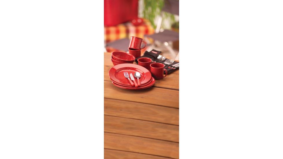 Coleman 24-Piece Enamelware Dinnerware Set — CampSaver