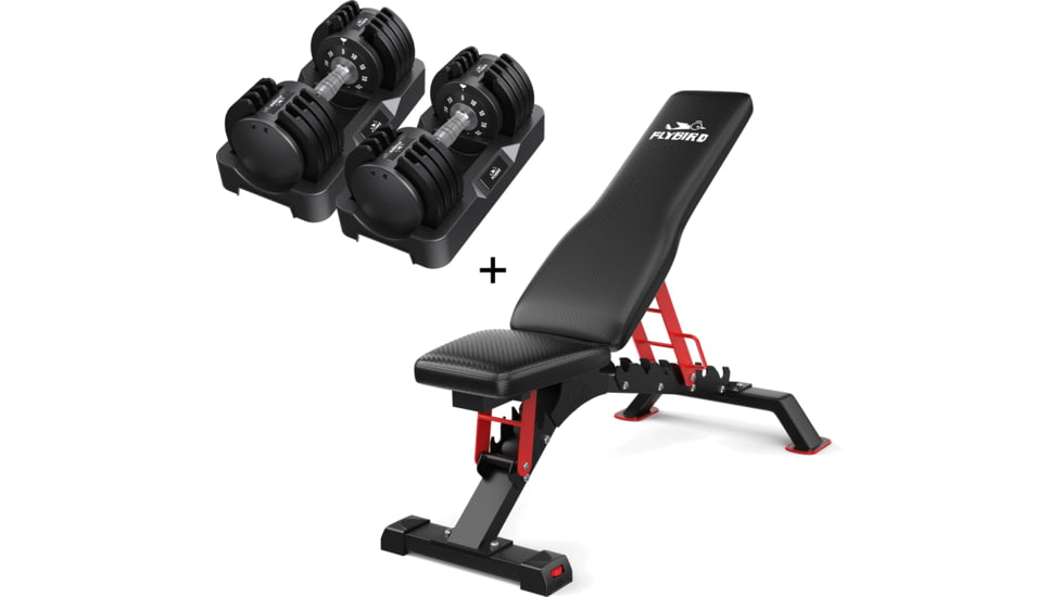 Flybird Fitness 25lb Weight Pro Bench Dumbbells Bundle Set — CampSaver