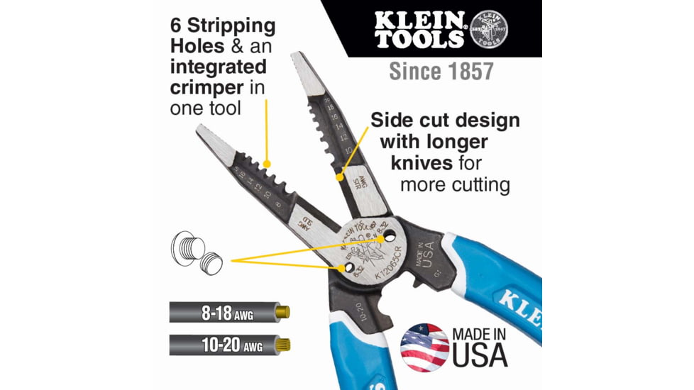 Klein Tools Klein-Kurve Heavy-Duty Wire Stripper/Cutter/Crimper Multi ...