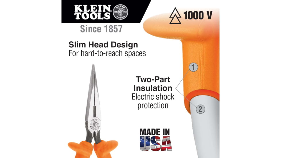 Klein Tools Long Nose Side-Cutters Pliers D203-7-INS with Free S&H ...
