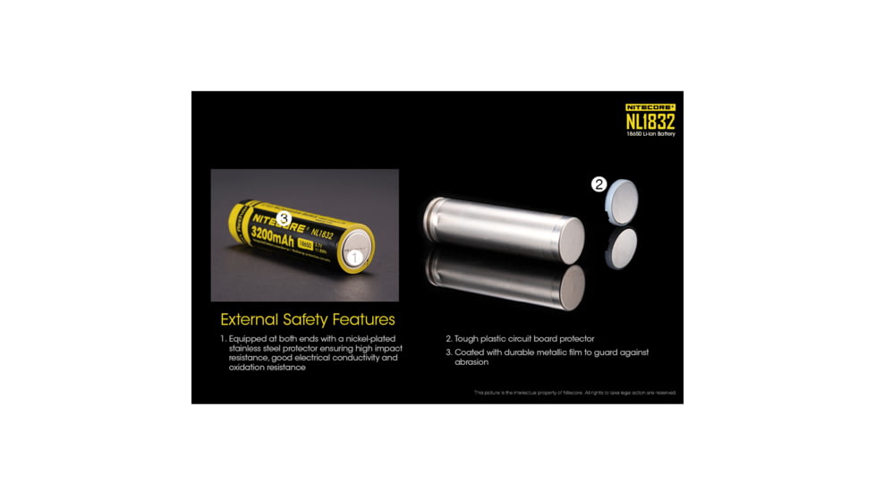 Nitecore NL1832 3200mAh Rechargeable 18650 Battery — CampSaver