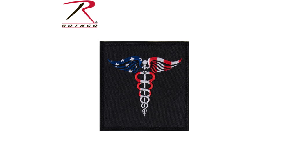 Rothco Caduceus Medical Symbol American Flag Patch w/ Hook Back — CampSaver