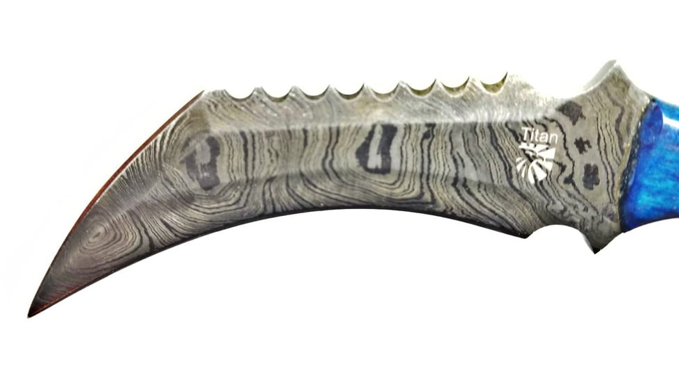 Titan Damascus Steel Wicked Karambit Knife, 3.5in — CampSaver