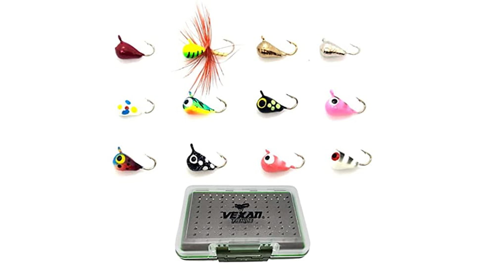 Vexan 12-Pack Tungsten Ice Fishing Jigs w/Free JIG Box — CampSaver