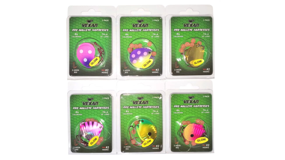Vexan Variety #3, Six 2-Packs Glow Walleye Crawler Harnesses — CampSaver