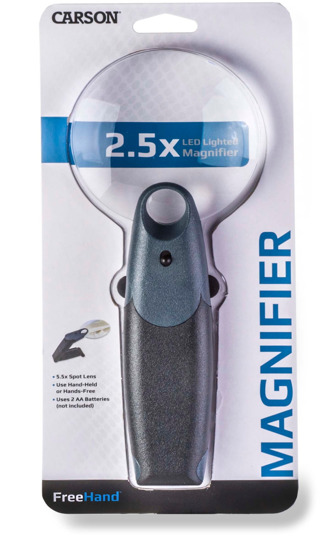 Carson FreeHand 2.5x Lighted Magnifier with 5x Spot Lens FH-25 , 26% ...