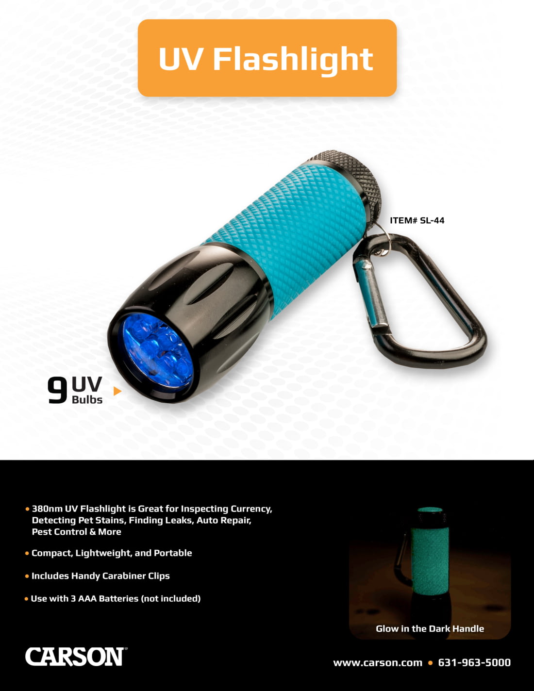 Carson UV Sight Pro low-light ultraviolet LED Flashlight SL-44 — CampSaver