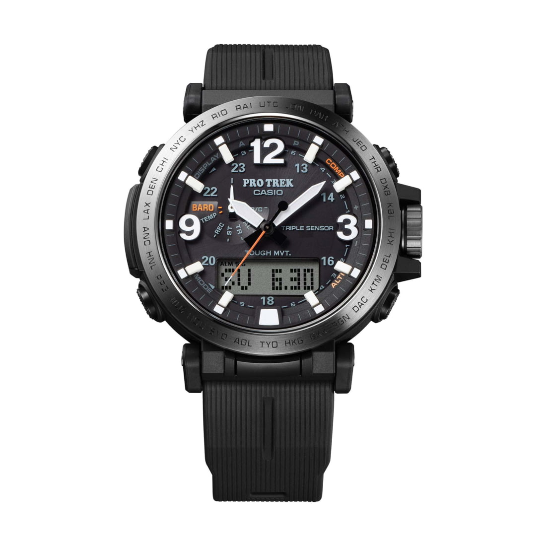 Casio Outdoor Pro Trek Solar Powered Triple Sensor Word Time Watch w ...