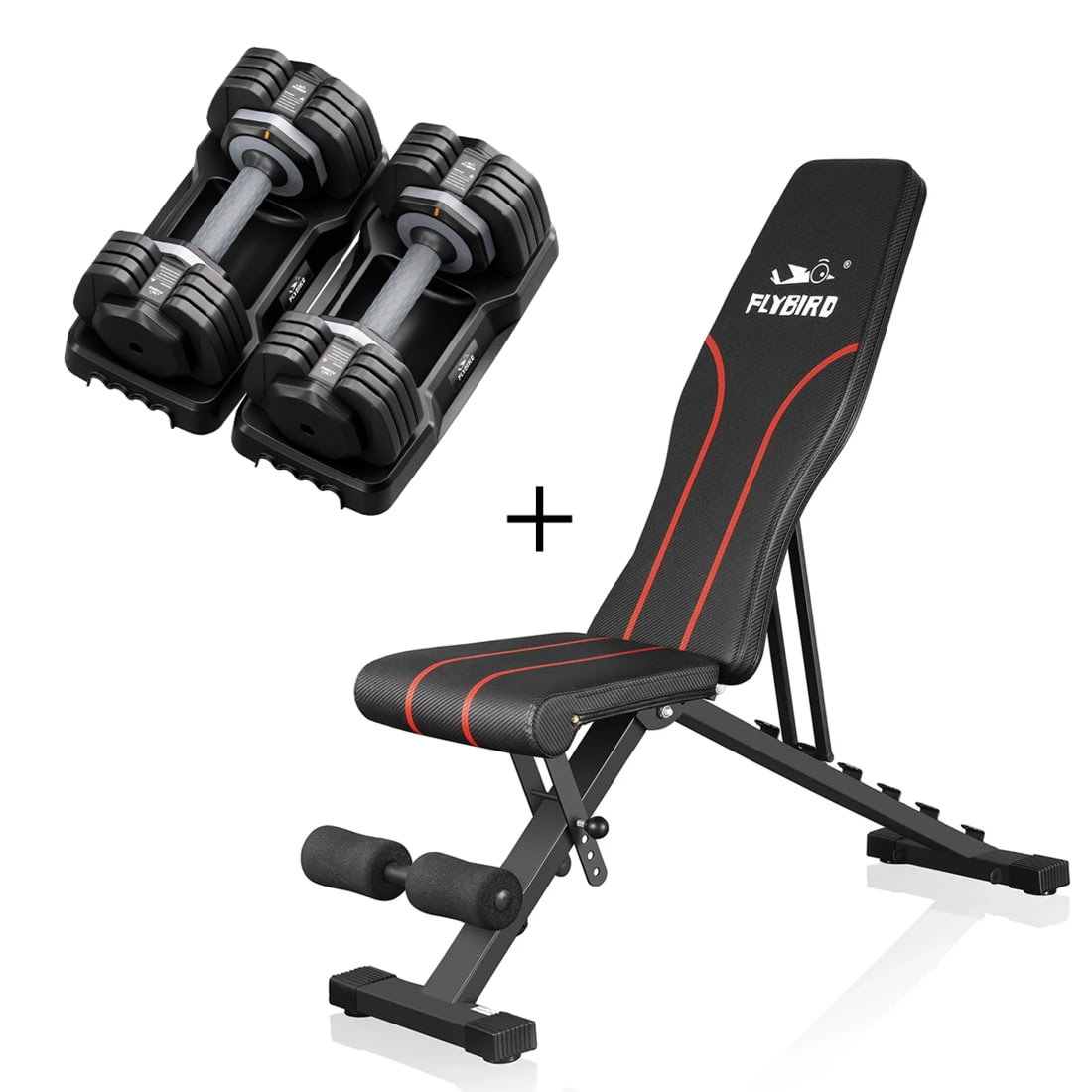 Flybird Fitness Bundle Set Of Dumbbells 25LBS & Weight Bench FB139 ...