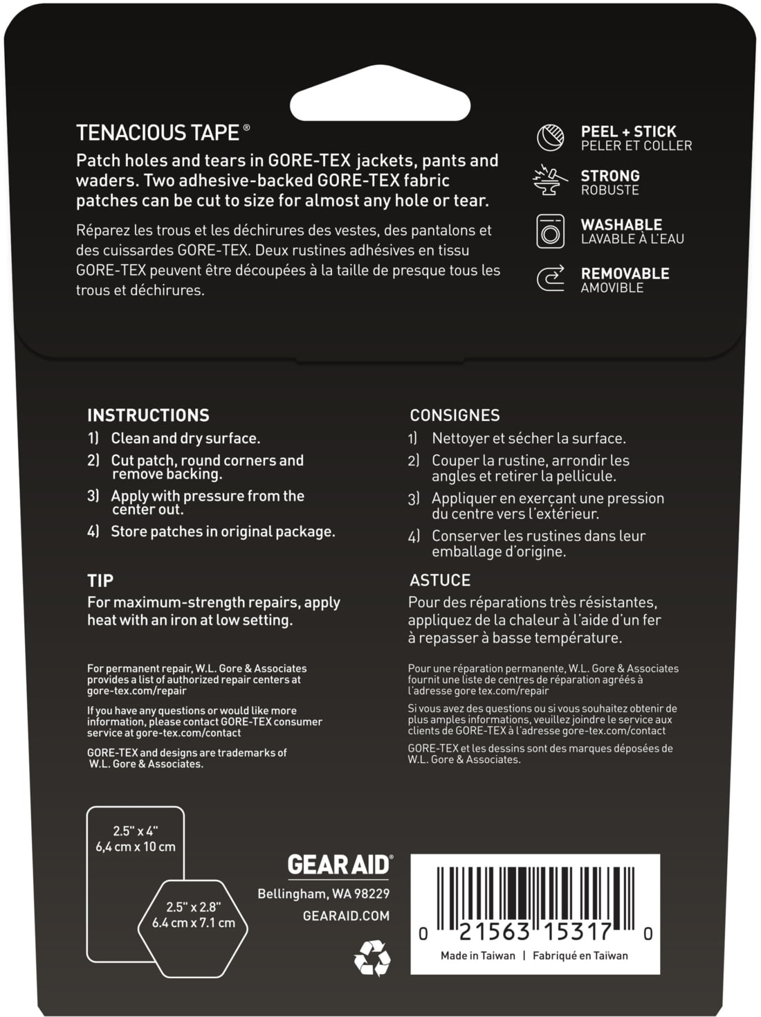 Gear Aid GORE-TEX Fabric Patches 15317 — CampSaver