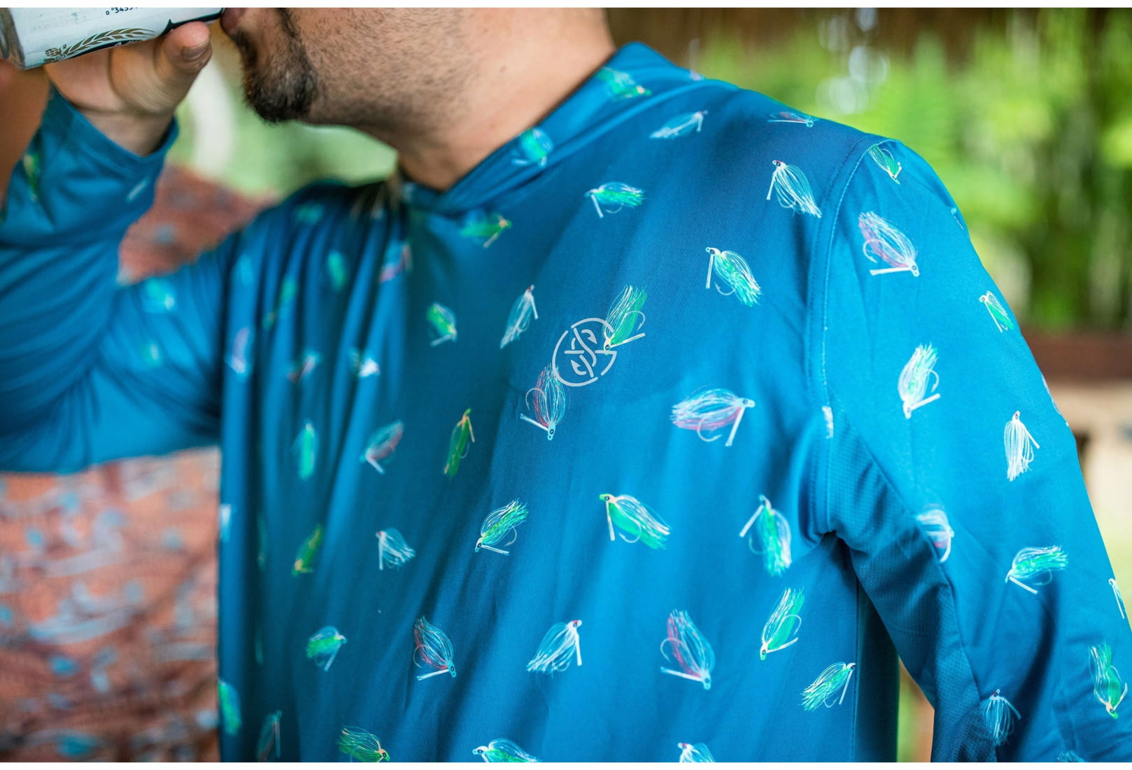 Googan Squad Blue Tossed Jig Hooded Long-Sleeve Shirt w/Mesh Back - Men ...