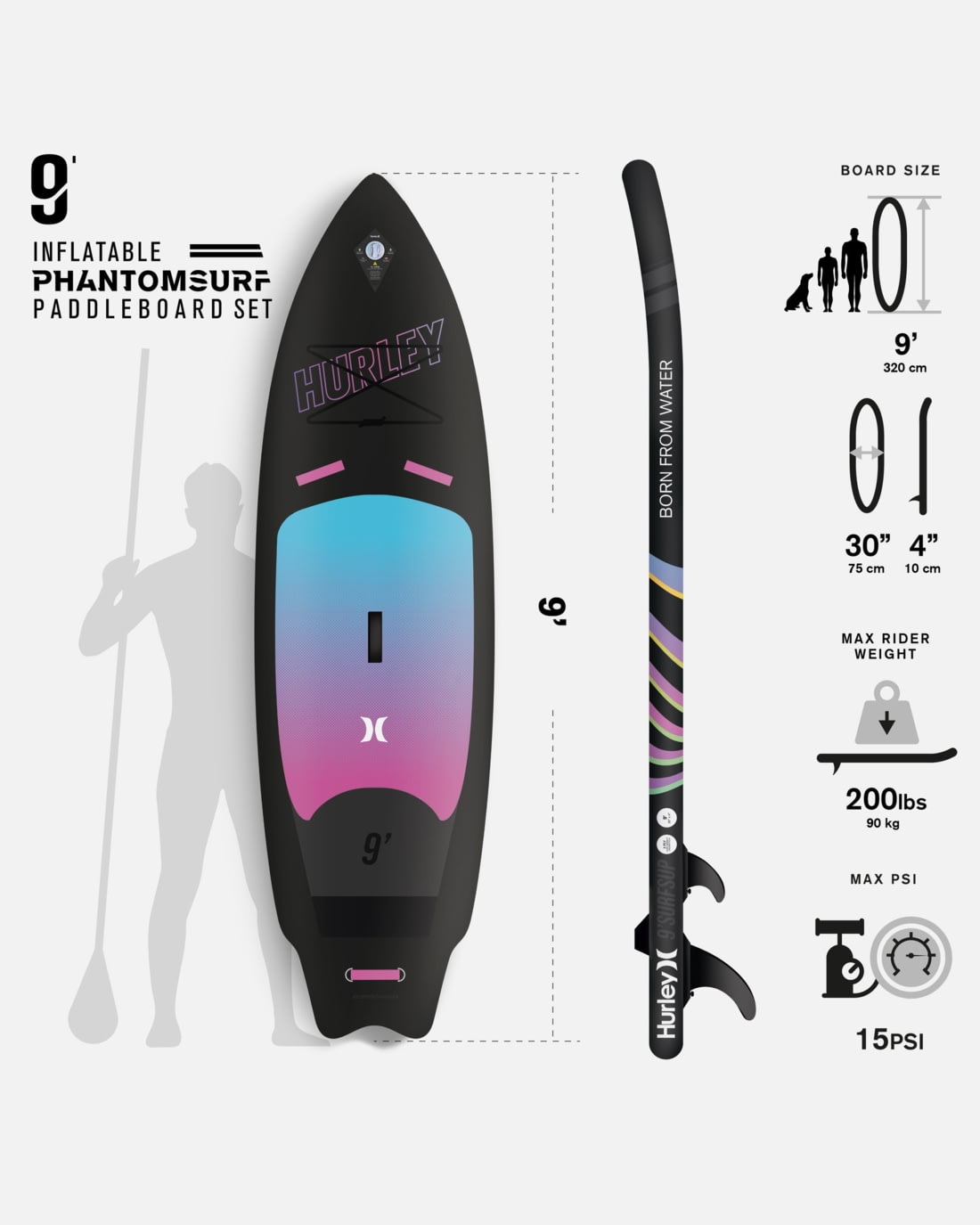 HURLEY PhantomSurf Inflatable Paddle Board Set — CampSaver