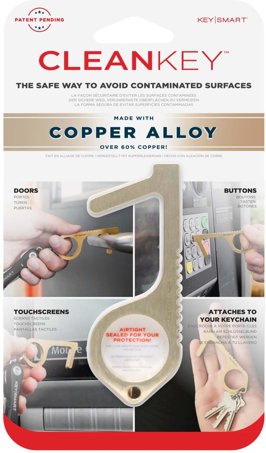 KeySmart CleanKey Brass Hand Tool KS904-BRS — CampSaver