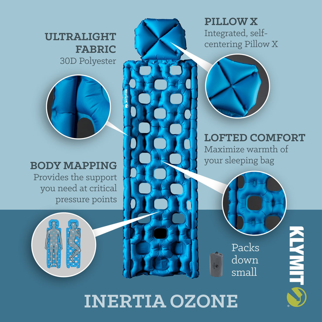 Klymit Inertia Sleeping Pad 06OZBL02C with Free S&H — CampSaver
