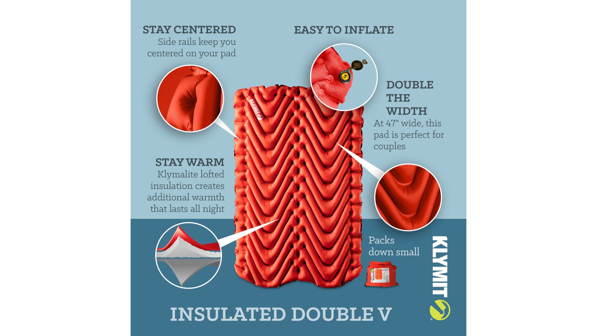 Klymit Insulated Double V Sleeping Pad 06IDOR02E with Free S&H — CampSaver