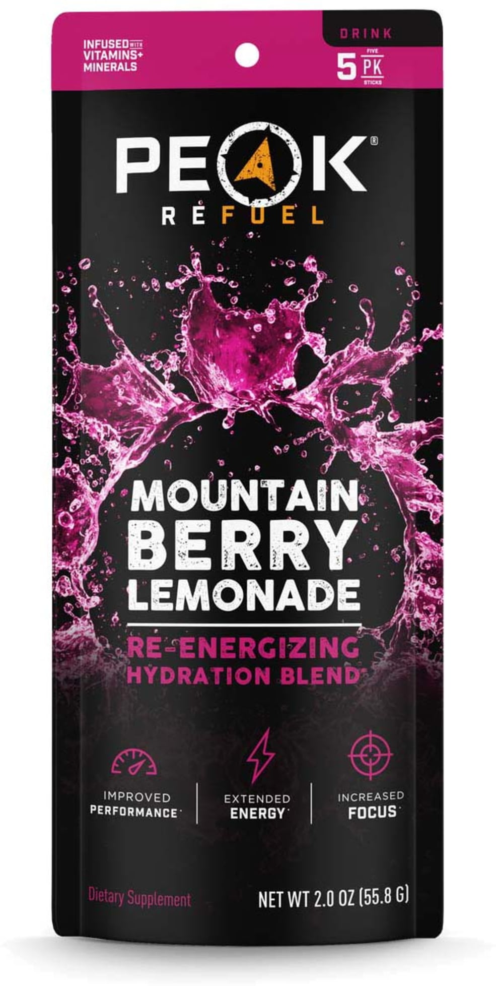 Peak Refuel Mountain Berry Lemonade Re-Energizing Drink Stick Pack ...