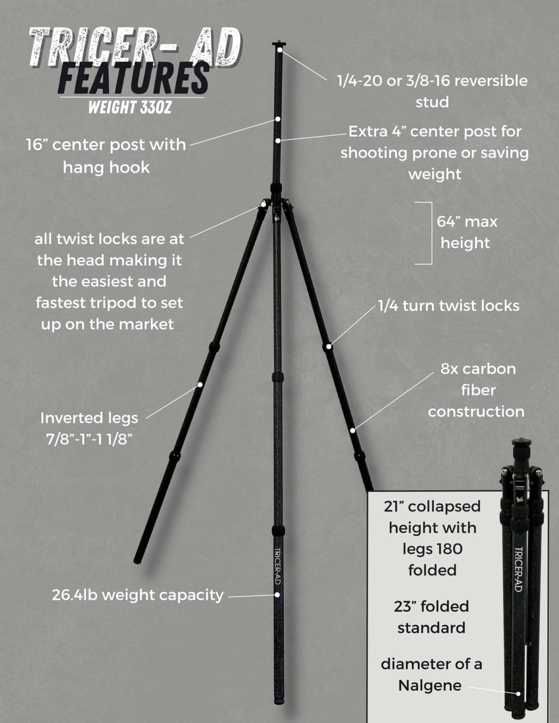 Tricer AD Tripod AD - Tri - 1 & Free 2 Day Shipping — CampSaver