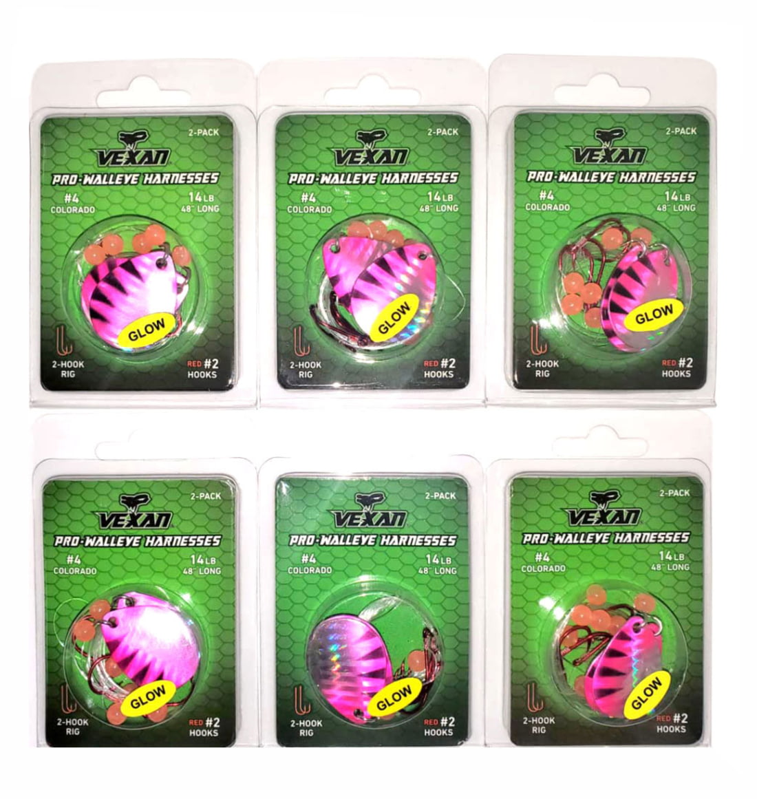 Vexan Holo Purple Six 2-Packs Glow Walleye Crawler Harness — CampSaver